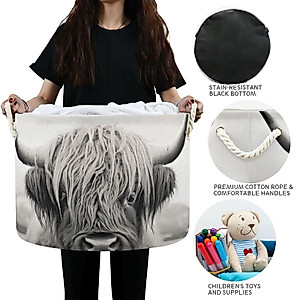 xigua Cotton Rope Basket Highland Cow Baby Laundry Basket Blanket Kids Toy Storage Basket Glove Box