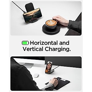 Spigen [Designed for Samsung] Qi Flex True 15W Super Fast Wireless Charger Stand & Pad for Samsung Galaxy S24 Plus Ultra S23 Z Fold Flip 5 4 S22 Note 20 S21 S20 Note 10 and More [No Adapter Included]