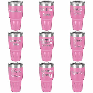 Your Name Text Engraved, Stainless Steel Tumbler, Customized cups, Double Wall Vacuum Insulated Mug Hot Cold Drink With Lid, Straw Option - 16 Different Colors (30oz, Personalize Name, Pink)