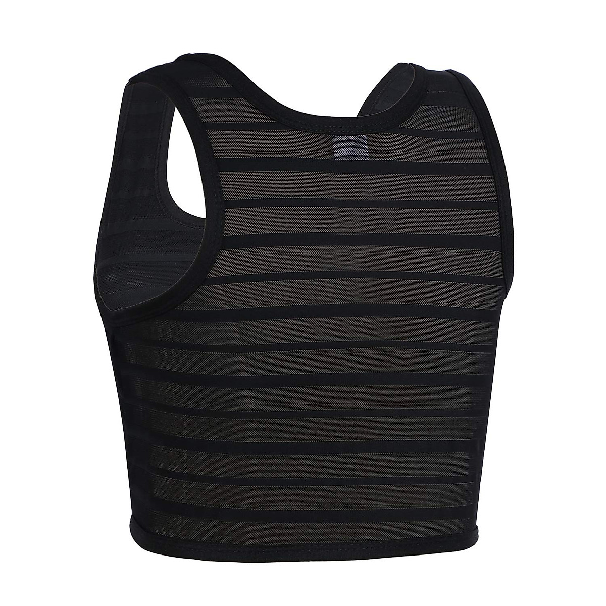 JARAZIN Transgender Tomboy FTM Zipper Stripe Mesh Elastic Half Breathable Chest Binder for Women (Black, 6X-Large)