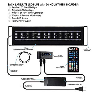 CURRENT USA Satellite Freshwater LED Plus Full Spectrum RGB+W Light for Aquariums 72'' with Wireless 24 Hour Remote Control