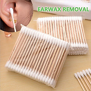 Cotton Swabs with Wooden Sticks/Double Tipped Natural Bamboo Cotton Buds 900pcs