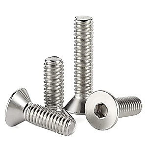 M6-1.0 x 20MM Flat Head Socket Cap Bolts, Allen Socket Drive Full Thread Bolt, Stainless Steel 304(18-8), Bright Finish, Quantity 50