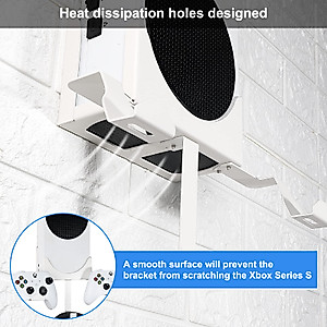 Wall Mount for XBOX Series S, XBOX Series S Wall Mount Kit, with Detachable Controller Holder & Headphone Hanger & Dust Plugs Net kits, Metal Stand for XBOX Series S (NOT FOR XBOX ONE S)