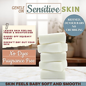 Amish Farms Fragrance-Free & Dye-Free Natural Bar Soap for Sensitive Skin (Huge 5 Bars) - Made in USA, Moisturizing Native Unscented Bar Soap (5-Pack)