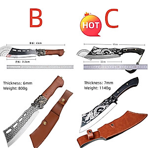 Black Dragon Knife Japanese Titanium Steel Version, Handmade Dragon Slaying Knife Japanese Kitchen Knife, Dragon Shaped Carved Chopper, Stainless Steel Kitchen Knife (A-2.5mm)