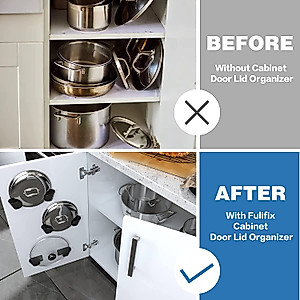 MHCYKJ 8 Pairs Lid Holder for Pots, Pot Lid Racks Wall Mount Pan Lid Holder Punch-Free Pot Lid Storage Organizer Adjustable Hanging Pan Cover Organizer for Home Kitchen Cabinet Door (Black+Green)