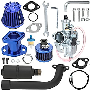 YOXUFA VM22 Carburetor Exhaust Header Muffler Stage 1 Performance Kit for Predator 212cc 196cc 200cc Coleman CT200U-EX BT200X Baja Warrior MB200 GX160 Small Engine Mini Bike Go Kart Parts