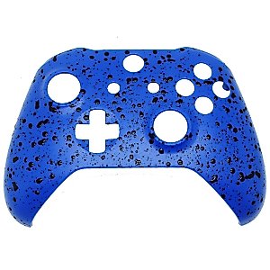 Blue 3D Splashing Faceplate Cover Textured Front Housing Shell Case, Back Cover Bottom Case, Non-Slip Back Panels Right Left Rails Rear Handle Grips Mod Kit Replacement for Xbox One S & X Controller