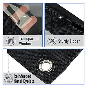 Mr. Pen Fabric Pencil Pouch with 3 Binder Holes, Black, Set of 2