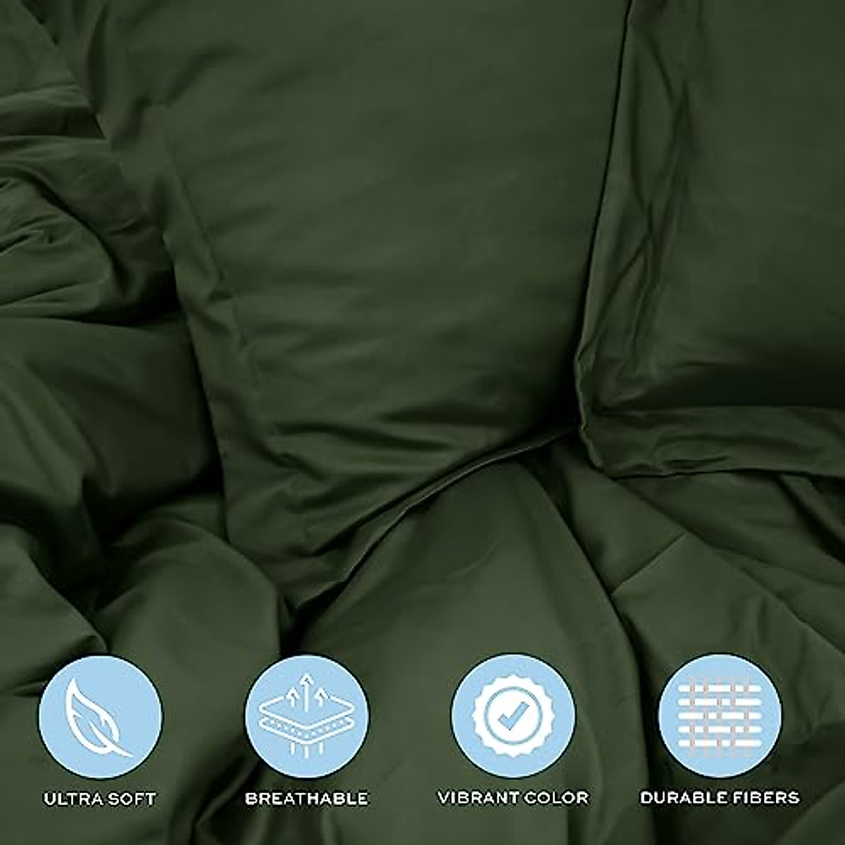 White Classic Avocado Dark Green Duvet Cover King Size Zipper Closure - Luxury Soft King Duvet Cover Set 3 Piece, 1 Duvet Cover 104x90 and 2 Pillow Shams | Comforter Not Included