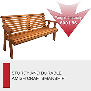 Amish Casual Heavy Duty 5 Foot Roll Back Outdoor Bench in Cedar Stain - Amish Made in The USA from Treated Pine for Outdoor Durability, 700 Lb Weight Capacity