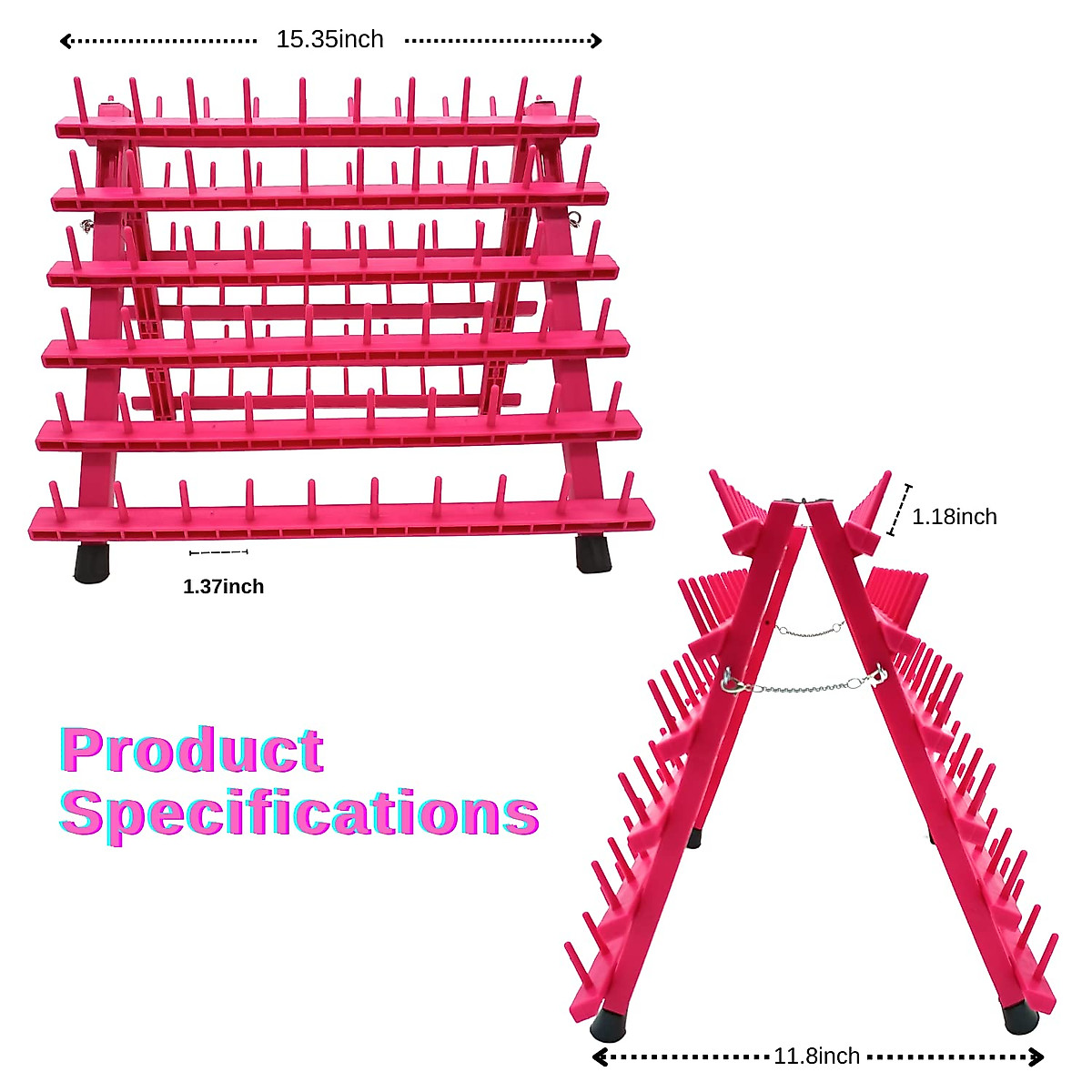 lightmay Braiding Hair Rack - Hair Extension Holder with 120 Pegs Multifunction Braiding Hair Holder Time Saving Extension Holder (120 Pegs, rose red)