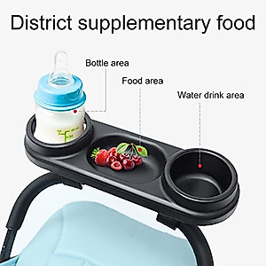 Stroller Snack Tray, 3 in 1 Stroller Cup Holder Clip On Removable Universal Stroller Snack Catcher and Drinks Holder Non Slip (Black)
