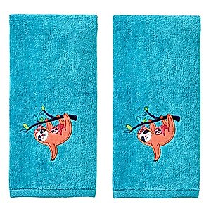 SKL Home Sloth Hand Towel Set, Aqua