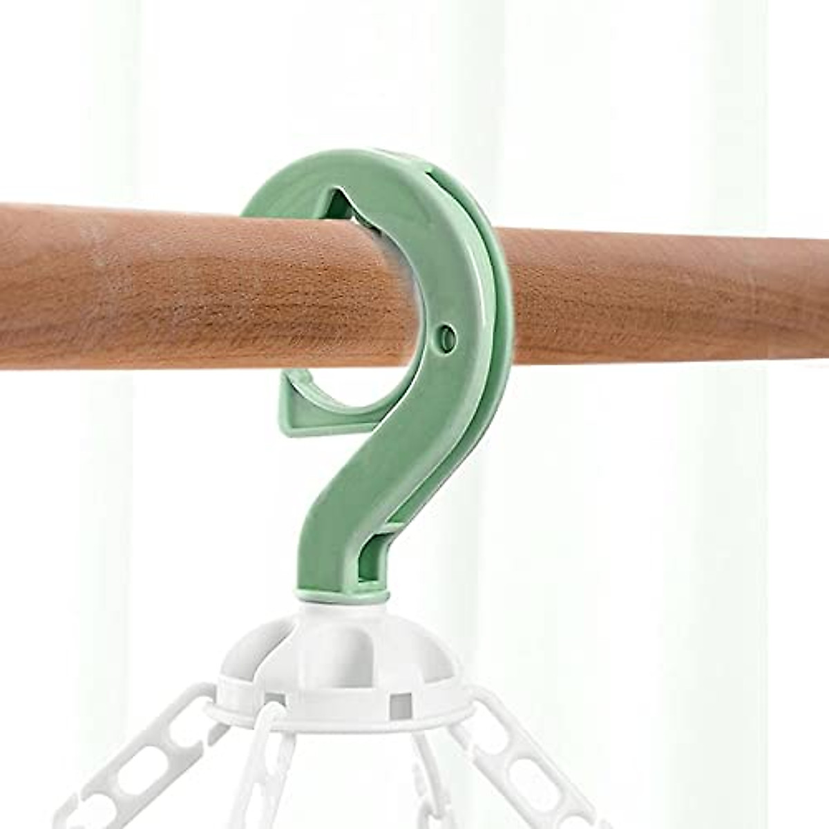 hautllaif Plastic Clothes Drying Hanger with 32 Clips and Drip Foldable Hanging Rack (Green)