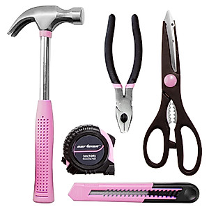 CARTMAN Tool Set General Household Hand Tool Kit with Plastic Toolbox Storage Case Pink