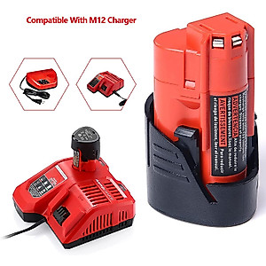 DV8DKV7 2 Pack M12 2.5Ah Replacement Battery Compatible with Milwaukee M12 Battery 48-11-2401 48-11-2402 48-11-2411 48-11-2420 48-11-2440 Milwaukee M12 12V Cordless Tools