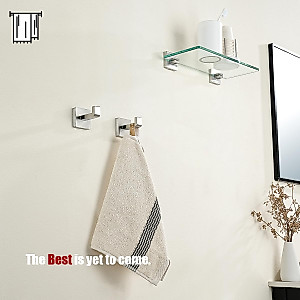 JQK Bathroom Towel Hook Brushed, Coat Robe Clothes Bath Wall Hooks for Kitchen Garage SUS 304 Stainless Steel Thick 0.8mm, 2 Pack Brushed Steel, TH250-BN-P2