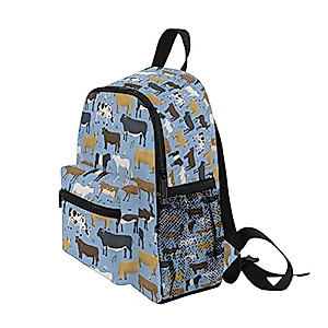 Aflyko Kids Backpack Bull Cattle Cow Daycare Kindergarten Daypack Toddler Travel Girls Boys Waterproof Preschool Bag 10" × 4" × 12"