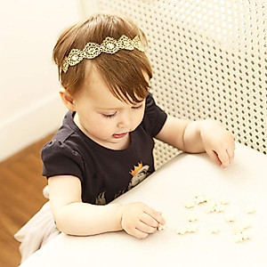 Gold Lace Flower Rhinestone Design Headpiece For Lovely Baby Princess Girls Hand Sewing Beads Hair Accessories Toddlers Headwrap for baby Girl