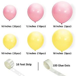 Pastel Balloon Garland Arch Kit Diy Balloon Bouquet Garland Kit Ideal for Baby Shower Wedding Birthday Party Decorations (Yellow and Pink)