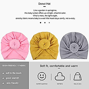 DRESHOW BQUBO 5 Pieces Baby Turban Hats Turban Bun Knot Baby Infant Beanie Baby Girl Soft Cute Toddler Cap