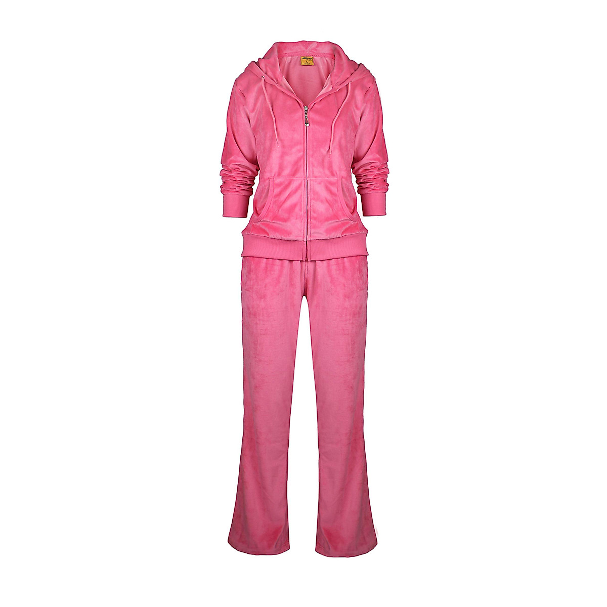 Yasumond Womens Velour Tracksuit Set Soft Sports Zip Up Hoodie and Sweat Pants 2 Pieces Sweatsuits (Coral, M)