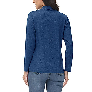 MAGCOMSEN Moisture Wicking Shirt for Women Fishing Tennis T-Shirt Long Sleeve Top Uv Protection Polo Shirt, D Blue, L