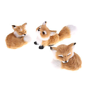 GUDVES Simulation Brown Fox Toy Furs Squatting Fox Model Home Decoration Animals World with Static Action Figures Plush Mini Fox (Pitching)