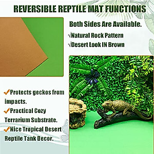 Tfwadmx Reversible Reptile Carpet 11.8" x 19.7" Terrarium Bedding Substrate Liner Reptile Mat Cage Supplies Bearded Dragon Floor Mat for Lizard Turtle Snake Gecko Chamelon Iguana