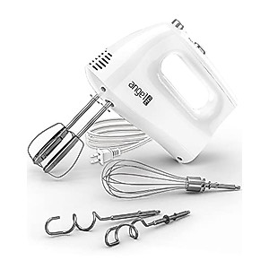 Mini Angel Hand Mixer, 400W Portable Kitchen Handheld Mixer with Eject Button, 5 Speed & 5 Stainless Steel Accessories, Egg Beaters and Whisk for Easy Whipping Cake, Cream, Batters, Cookies