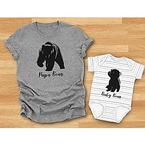 Tstars Papa & Baby Bear Dad and Son Daughter Matching Shirts Fathers Day New Dads Gift Father and Infant Shirt Set Dad Gray Large/Baby gray/white 12M (6-12M)