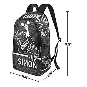 XOZOTY Black Bling Print Cheer Cheerleader Backpack Personalized Name Laptop Bag Travel Daypack for Kids Adult