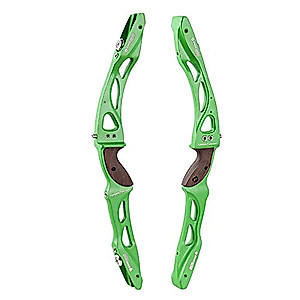 TOPOINT ARCHERY Endeavor 25" Archery Recurve Bow Riser ILF Device Wooden Grip Takedown Bow High Strength Magnesium Alloy Bow Riser for Outdoor Training Shooting (Green, RH)