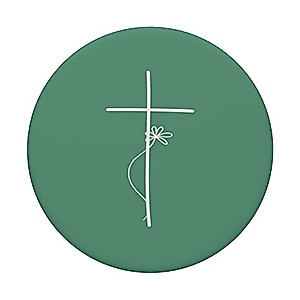 Cross With Flower Jesus Floral Minimalist Line Art Women PopSockets Swappable PopGrip