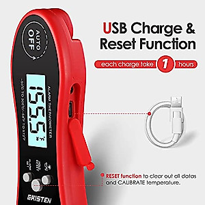 Rechargeable Digital Meat Thermometer, Oven Safe Food Thermometer Dual Probes for Cooking, All Waterproof with Alarm Function&Backlight for Grilling, Smoking, Frying, Baking, Kitchen, Oven