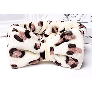 HappyDaily Lovely Supersoft Shower Hair Band - Ideal Hairlace Headband for Washing Face or Makeup (2 Pack, Light Gold Polka dot + Coffee Leopard)