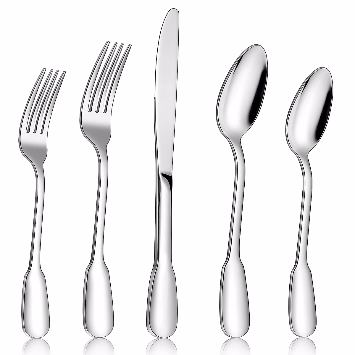 LIANYU Superior 18/10 Silverware Flatware Set for 12, 60-Piece Stainless Steel Flatware Set, Fancy Cutlery Tableware Set for Kitchen Restaurant Wedding, Mirror Polish, Dishwasher Safe
