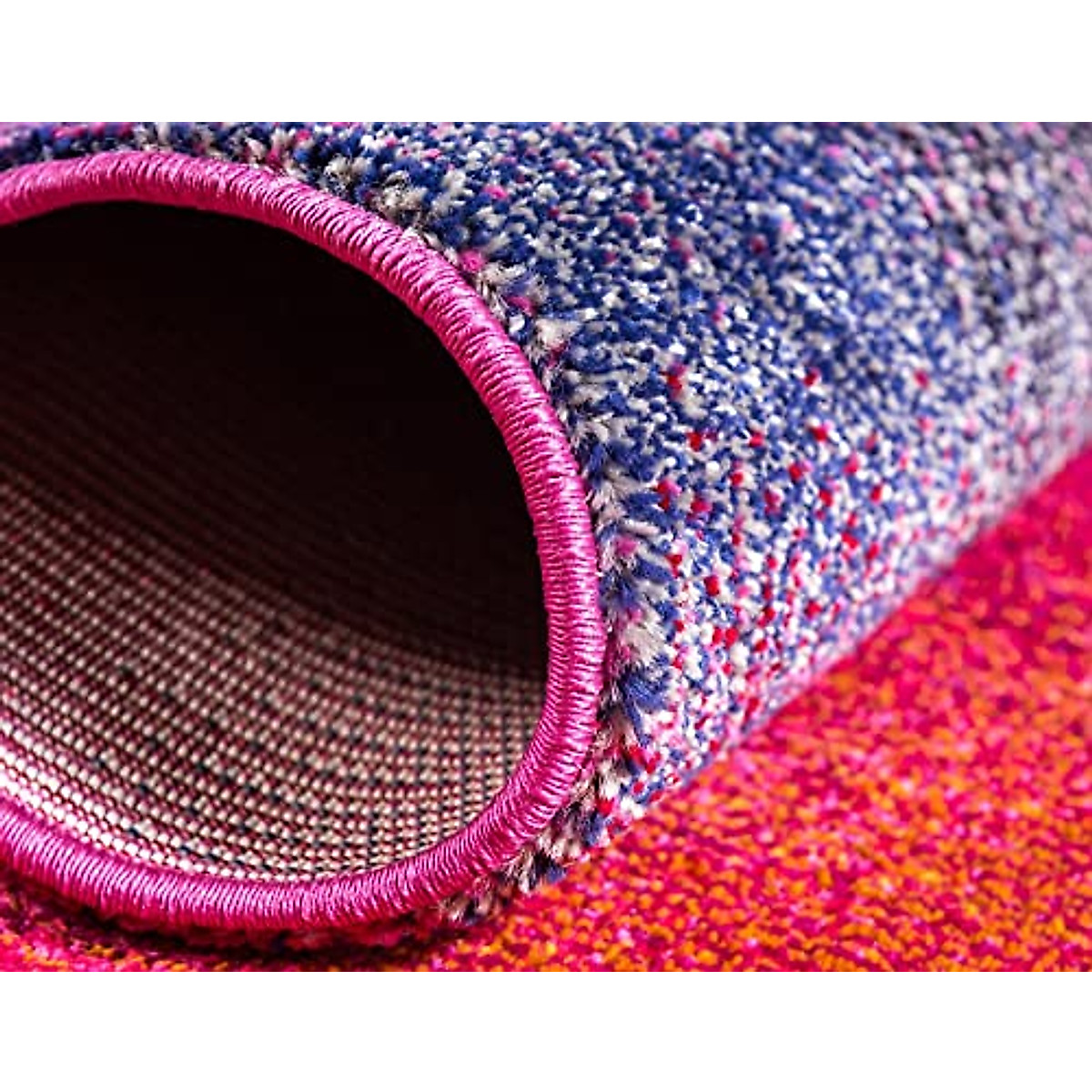 Unique Loom Estrella Collection, Gradient, Sunset, Abstract, Bright Colors Area Rug, 7 x 10 ft, Pink/Gold