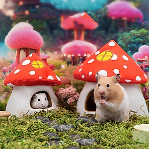 Rat Hamster Warm Bed House Cushion Hamster Bed Hamster Accessories Hamster Hideout Hamster Cotton Nest Winter Warm Mushroom House Small Pet Golden Bear Honey Bag Gliding Supplies Plush