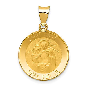 IceCarats 14K Yellow Gold Saint Anne Medal Necklace Charm Pendant 29mm x 19mm Only