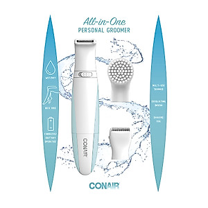 Conair Ladies All-In-One Personal Groomer, Trimmer, Foil Shaver for Women and Exfoliating Brush