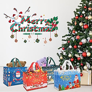 Amicably Gift Bags,18 PCS Large Reusable Tote Bags w/ Handles, Treat Bags, Multifunctional Non-Woven Bags Gifts Wrapping, Shopping, Xmas, Party Favor Bags, 12.8'' x 9.8'' x 6.7''