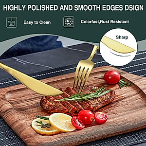 60 Pieces Stainless Steel Silverware Set, Flatware Cutlery Set Service for 12, Tableware Cutlery Set Include Knife Fork Spoon Set, Utensils for Home, Restaurant, Hotel, Dishwasher Safe (Gold)