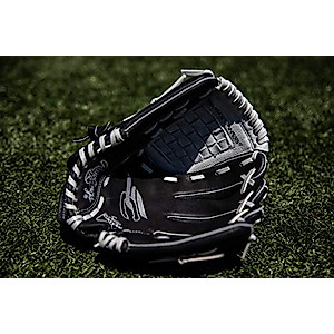 Rawlings | SURE CATCH T-Ball & Youth Baseball Glove | Right Hand Throw | 10.5" | Black/Grey