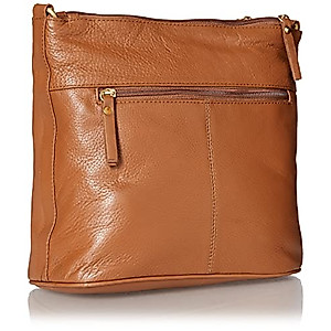 Bueno of California GAL Antique Leather Triple Compartment Shoulder Bag, Cognac