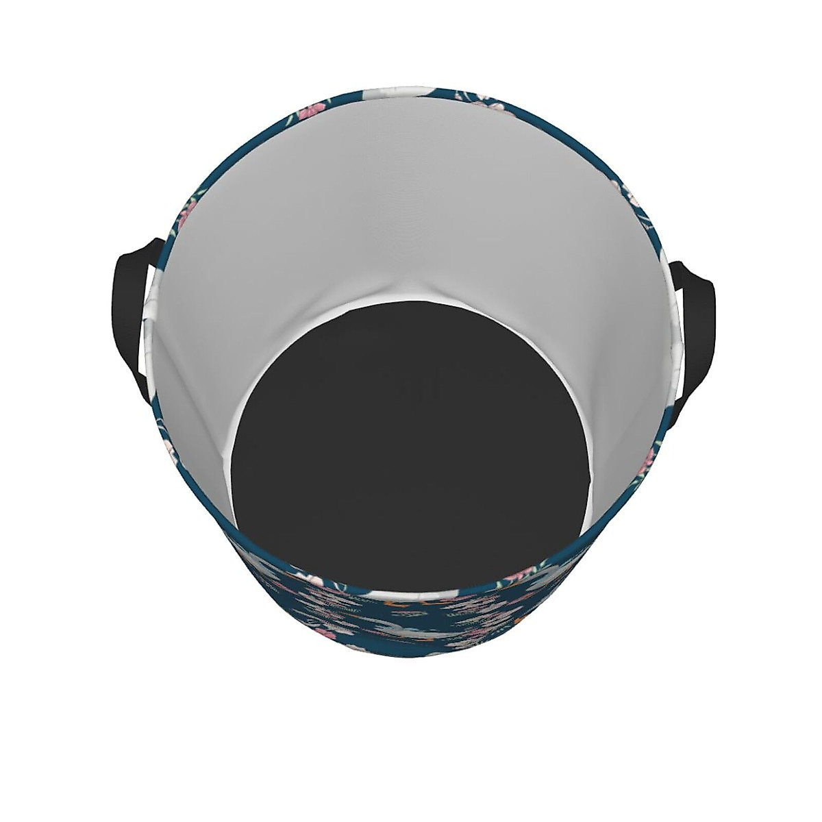 Delerain Cute Goose and Flowers Laundry Basket, Waterproof Laundry Hamper with Handles, Collapsible Toy Bins Dirty Clothes Round Storage Basket for Home Bathroom Office Nursery, 19.6X15.7(M)