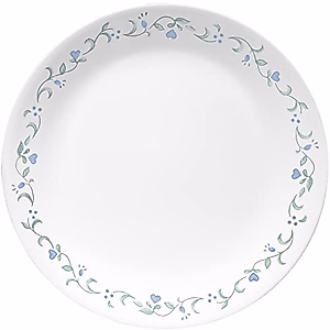 Corelle Vitrelle 4-Pieces 10.25" Glass Dinner Plates, Chip & Crack Resistant Glass Dinnerware Set Plates, Country Cottage