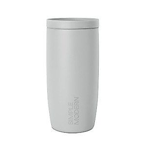 Simple Modern Travel Coffee Mug Tumbler with 360° Lid | Ceramic-Lined Insulated Stainless Steel Cold Brew Iced Coffee Cup | Gifts for Women Men Her Him | Voyager Signature | 16oz | Ice Gray